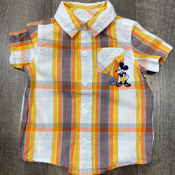 Disney | Shirts & Tops | Disney Buttondown Plaid Shirt With Mickey ...